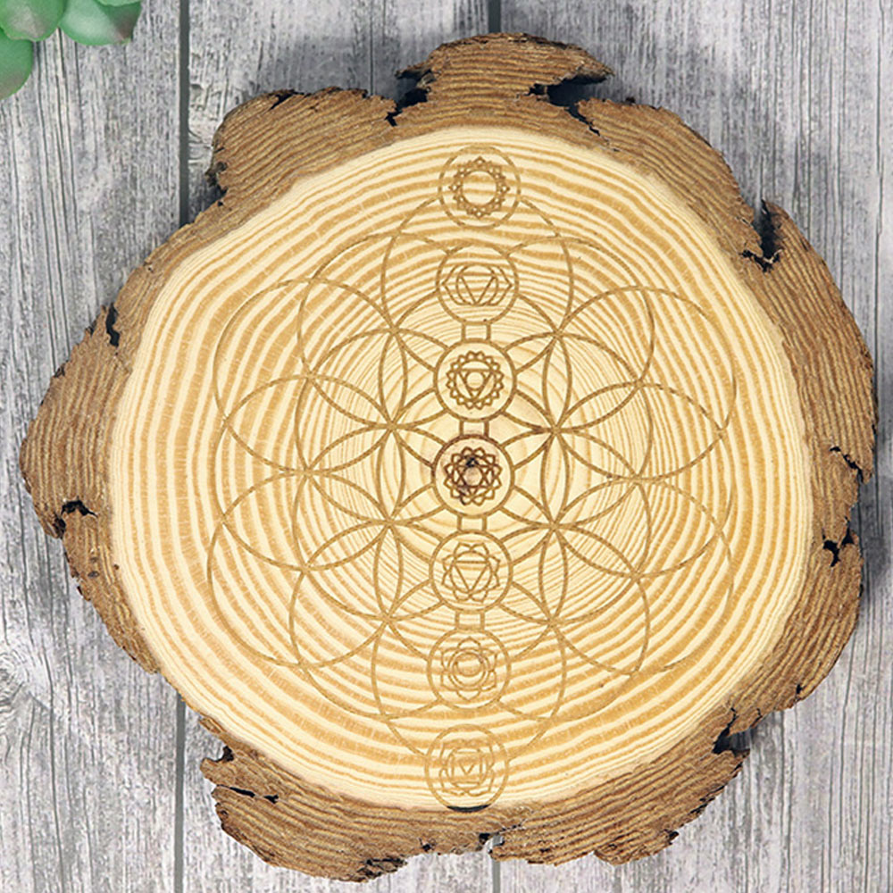 Chakra Natural Wood Crystal Grid - Chakra Crystal Grid - Nature's Artifacts