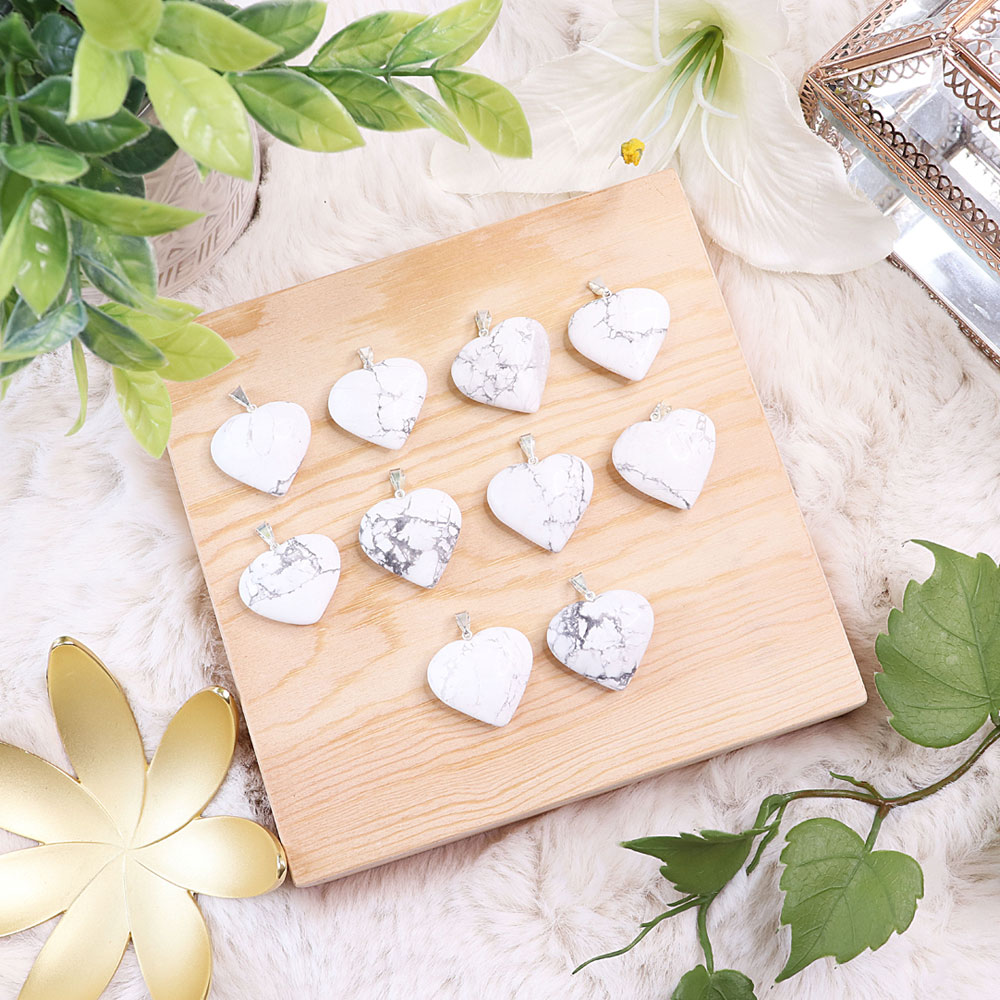 Howlite Heart Pendants - Howlite Jewelry - Nature's Artifacts