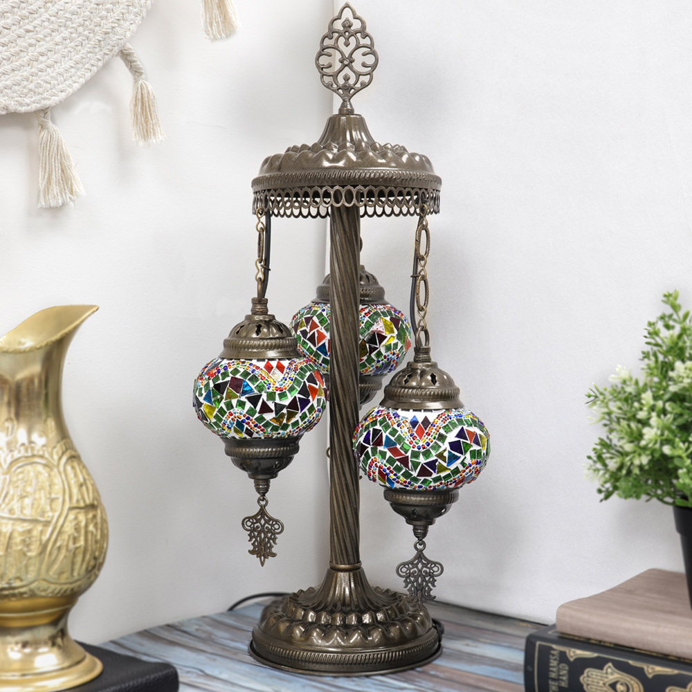 3-in-1 Handmade Turkish Mosaic Carousel Lamp - Wave pattern - Nature's ...